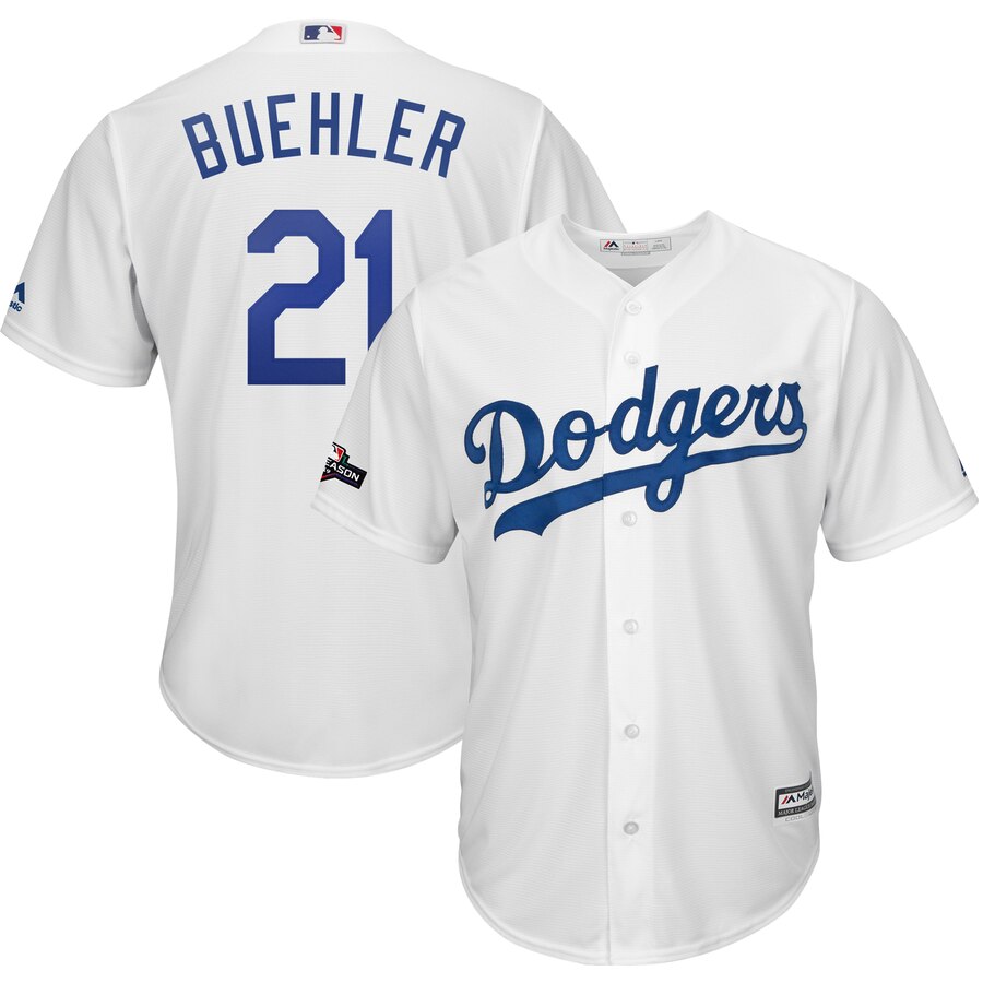Los Angeles Dodgers #21 Walker Buehler Majestic 2019 Postseason Home ...